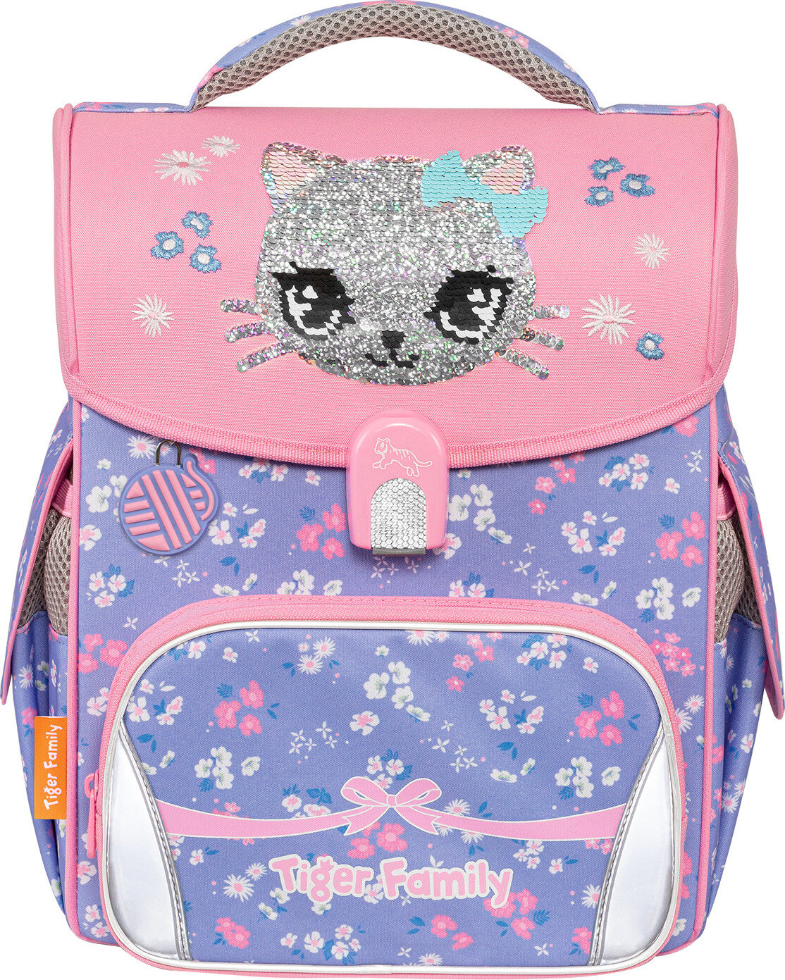 Ранец TIGER JOLLY LOVELY KITTY CAT, 14 л, ткань, на защелках, для девочек, 36 x 31 x 19 см