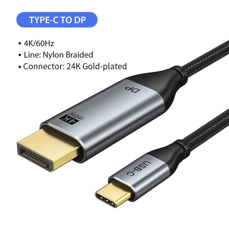 CABLETIME USB C to DisplayPort кабель 4K 60Гц 4K60Hz, 1,8 м