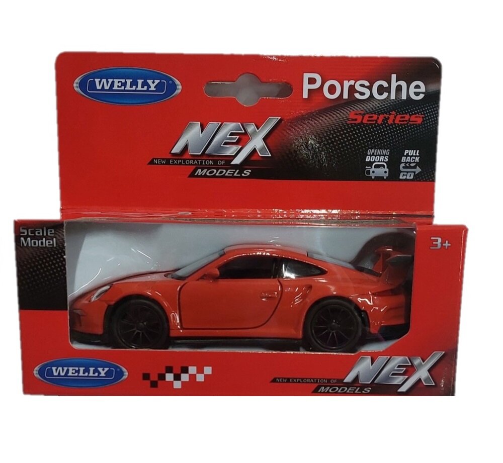 Welly. Коллекционная машинка "Porsche 911 GT3 RS 2016" 43746W-O, оранжевая, инерционная, масштаб 1:38