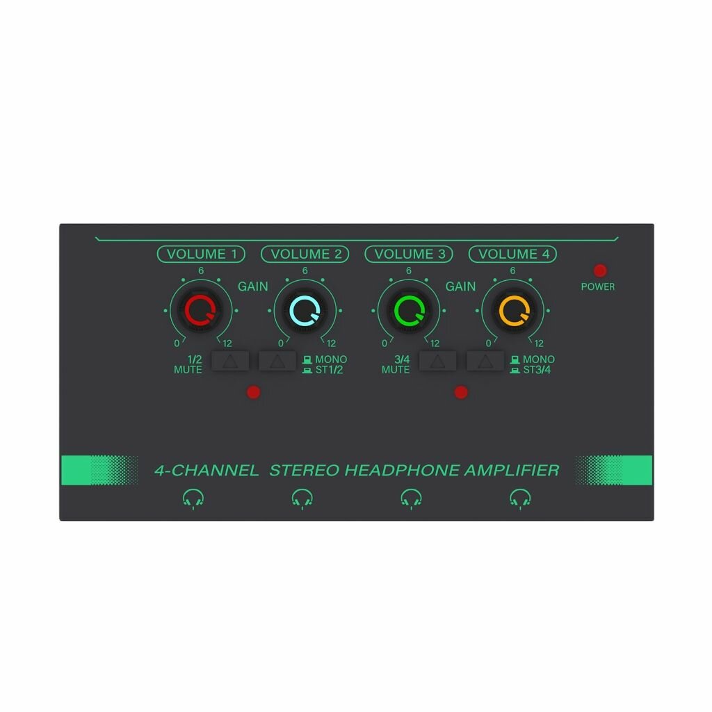 Усилитель для наушников 4-канальный металлический стерео аудио усилитель с низким уровнем шума Мини-усилитель-разветвитель