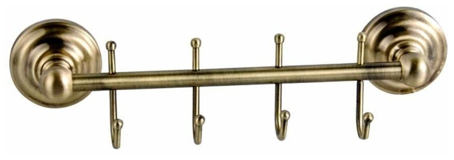Планка Fixsen Retro FX-83805-4, для ванны, латунь, 4 крючка, бронзовая