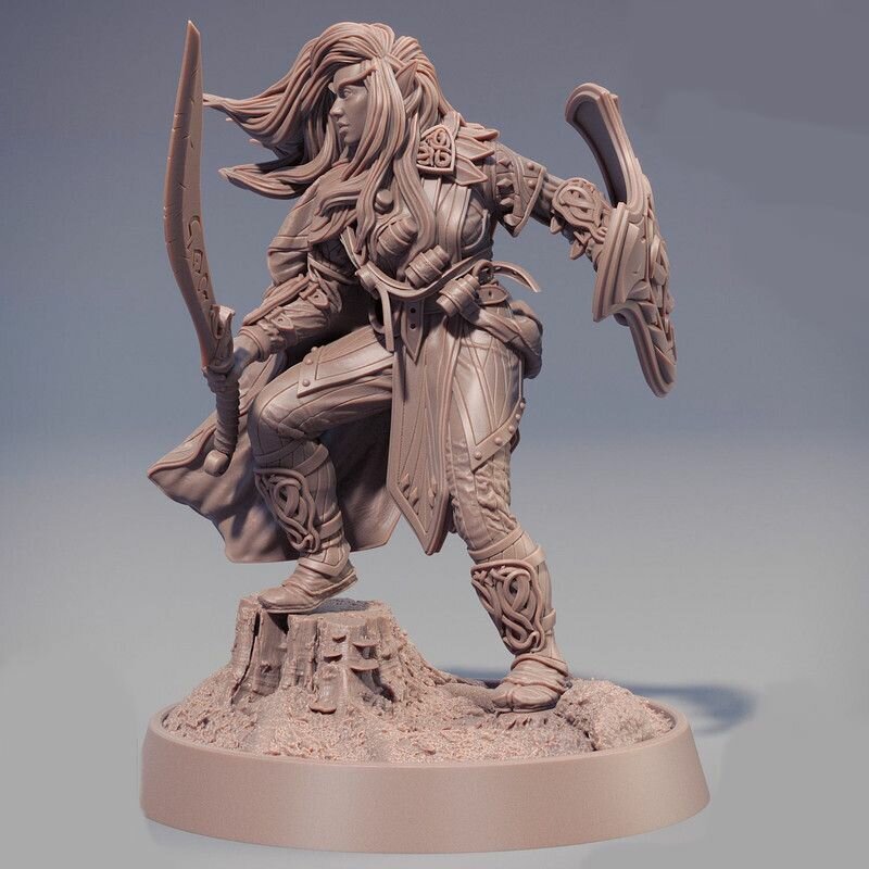 Эльф девушка Паладин, Воин (40мм) миниатюра для DnD (ДнД) и других Настольных игр( НРИ, Варгеймов или РПГ), фентези тематика