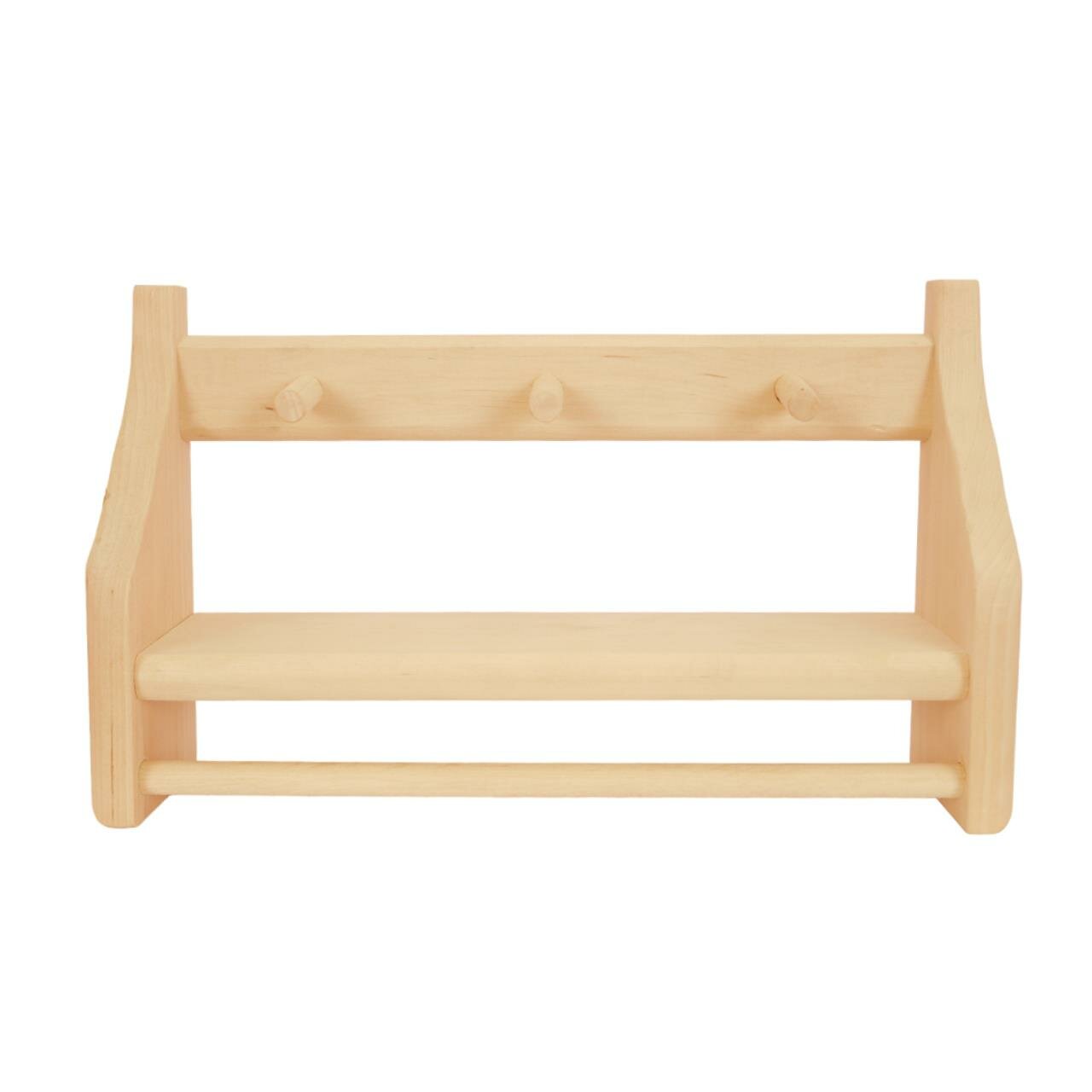 Полка деревянная для бани 1 уровень 3 рожка ОЛЬХА (М-48) бежевый