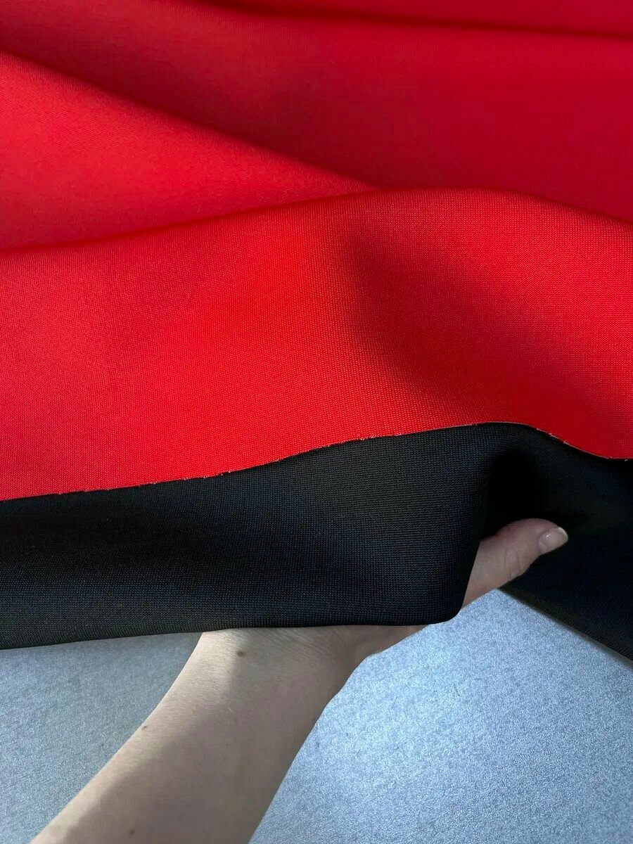 Ткань Трикотаж двусторонний чёрно-красный, Италия, 1,20м*172см