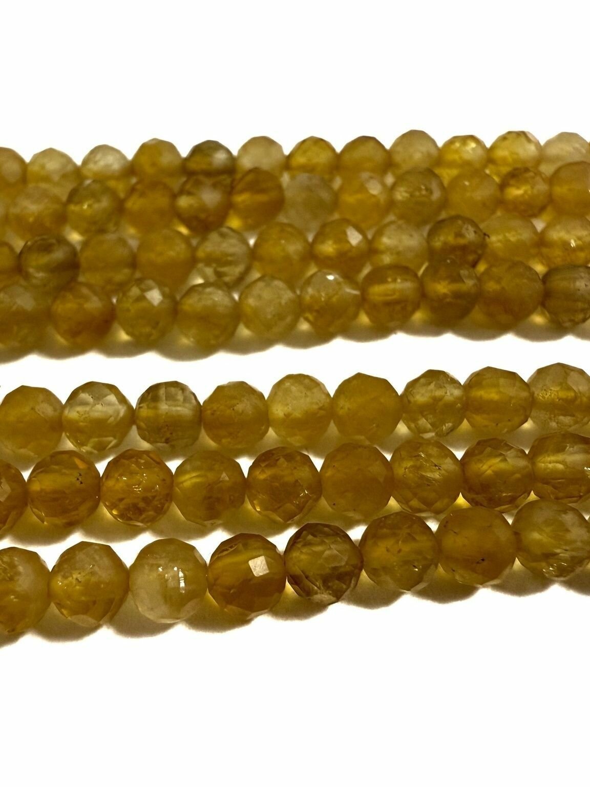 Бусины цитрин AА шар граненый 4 мм (нить 38-39 см), Suntrim