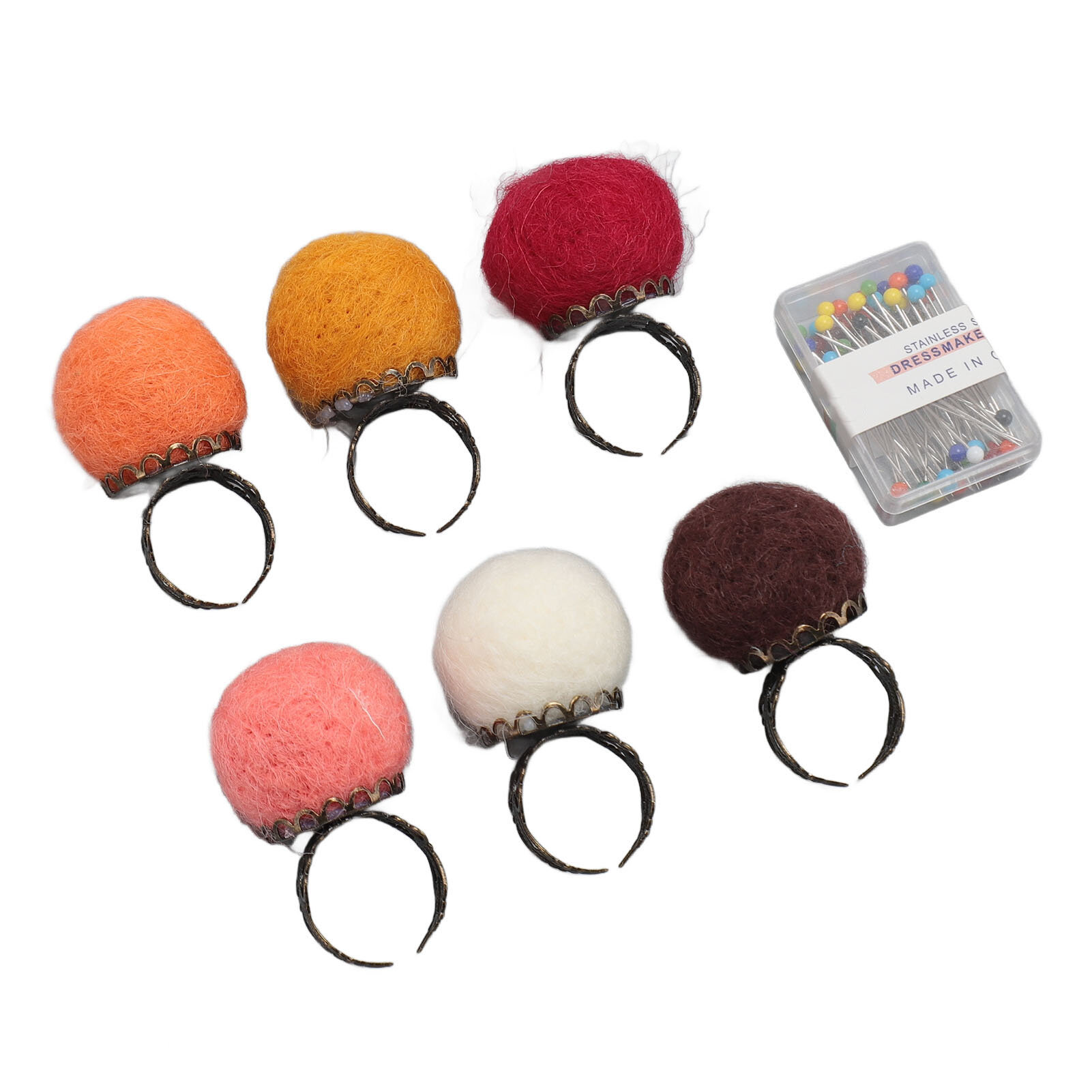 Шт, фетровые подушечки для булавок, кольца с тканевыми булавками, винтажные легкие подушечки для булавок для пальцев для рукоделия, квилтинга, красного, коричневого, темного цвета