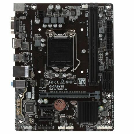 Материнская плата GIGABYTE H110M DDR3 (GA-H110M-H) - LGA 1151, Intel H110, 2xDDR4-2933 МГц, 1xPCI-Ex16, 1xM.2, Micro-ATX