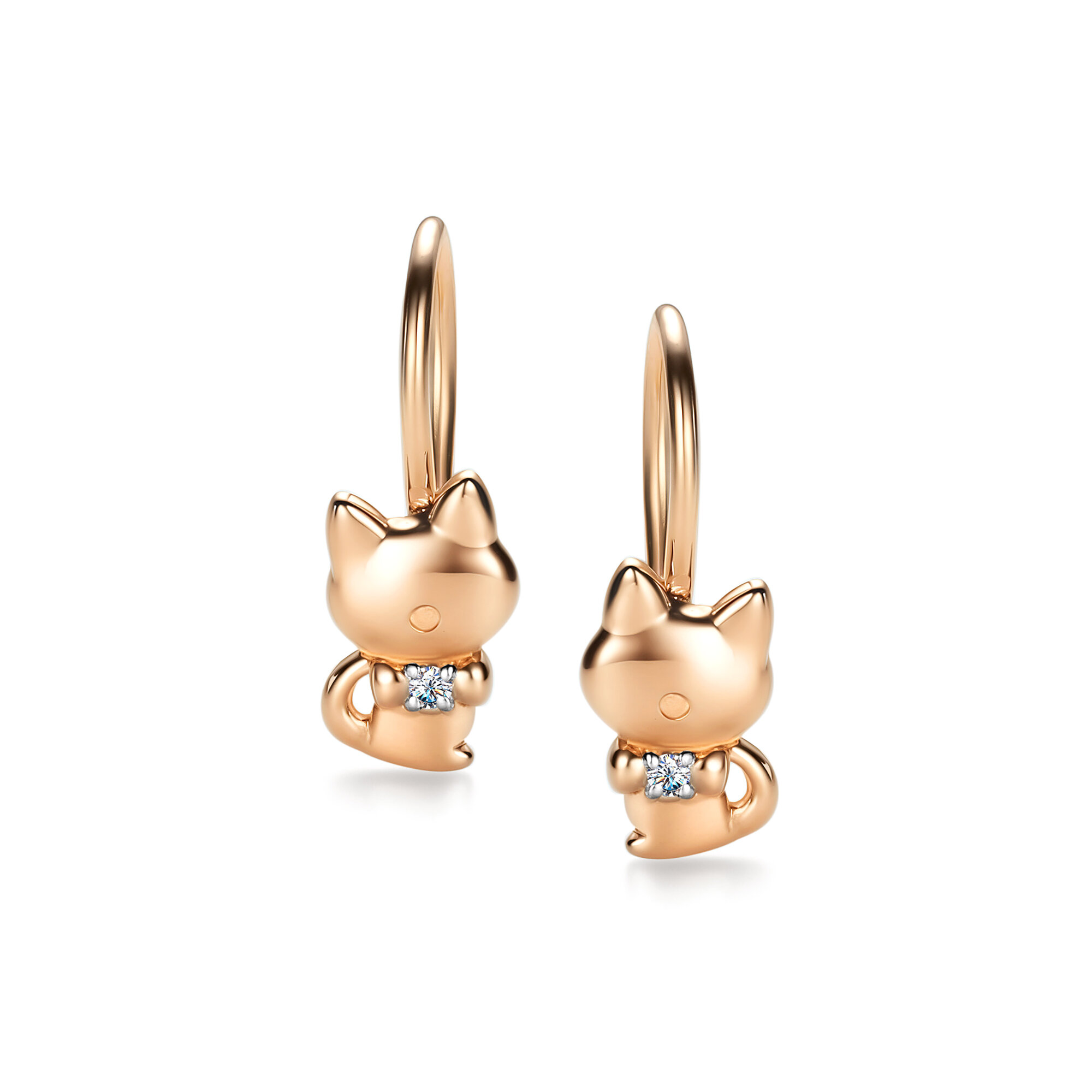 Серьги, красное золото, 585 проба, бриллиант