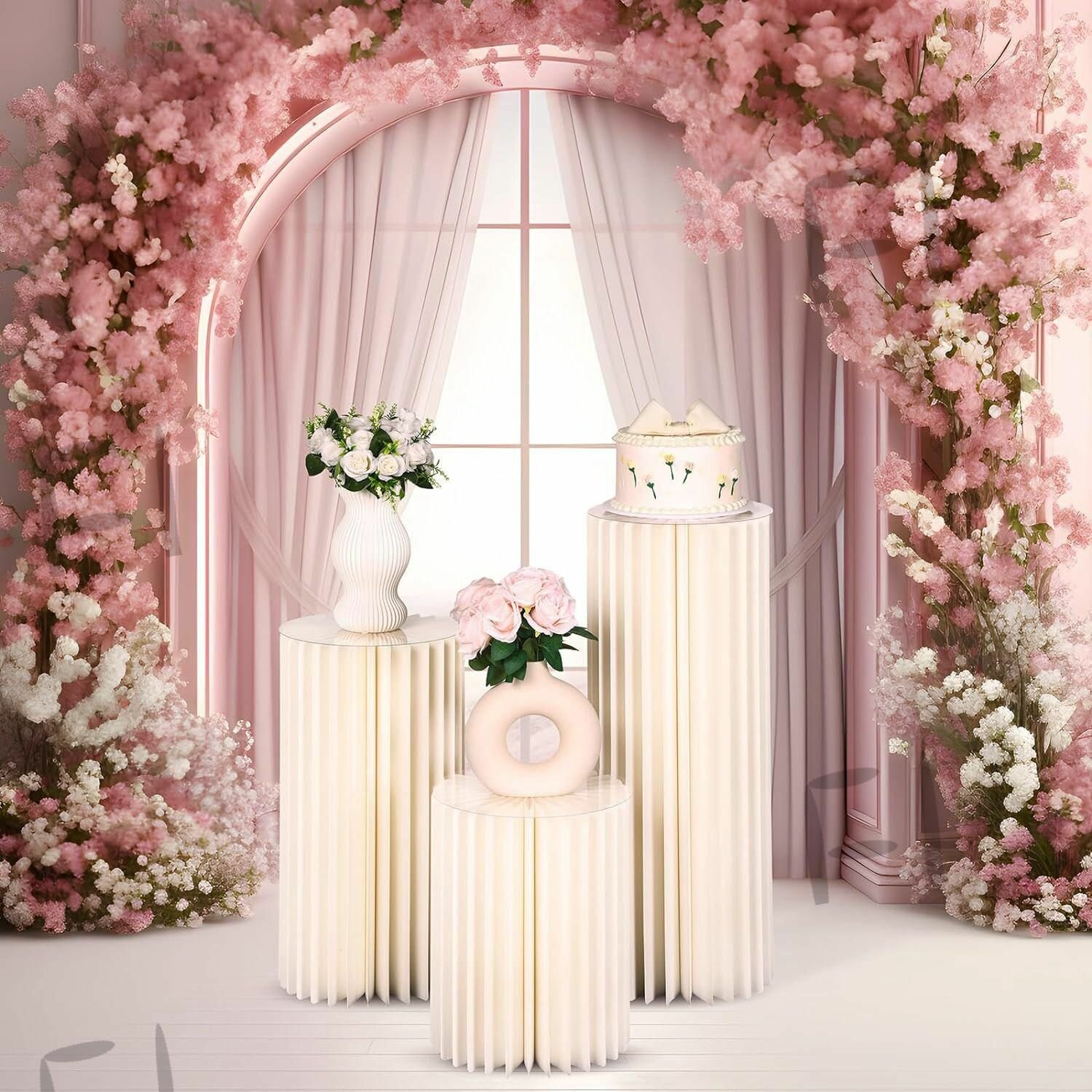 Набор из 3-х Цилиндрических Подставок для Вечеринок: Свадебные Центральные Элементы, Картонные Вазы, Складные Демонстрационные Столбы, Цилиндры Высотой 40/60/80 см и Диаметром 30 см12