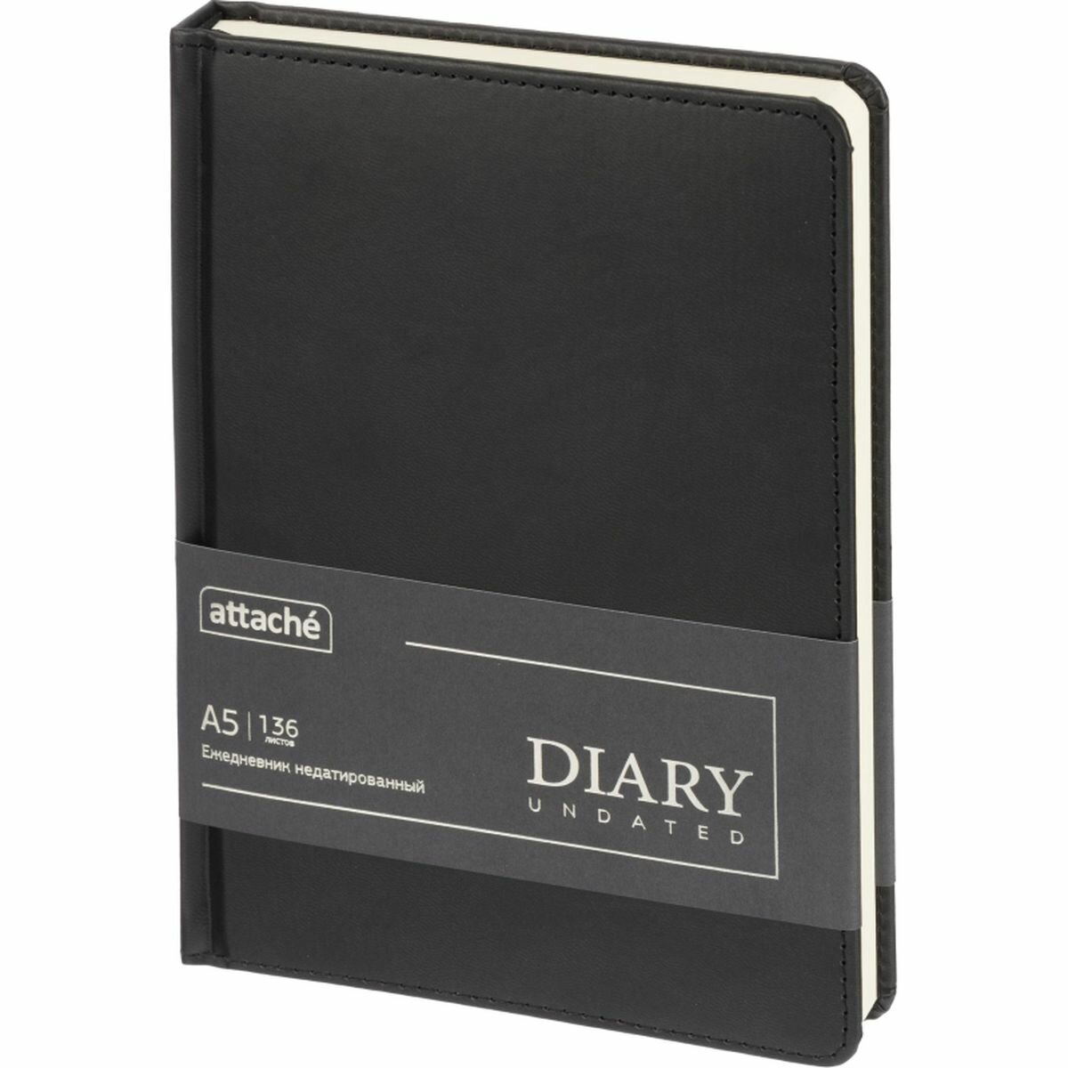Ежедневник недатированный А6 Attache Classic, 140х200мм, 136л, черный (2214593), 10шт.
