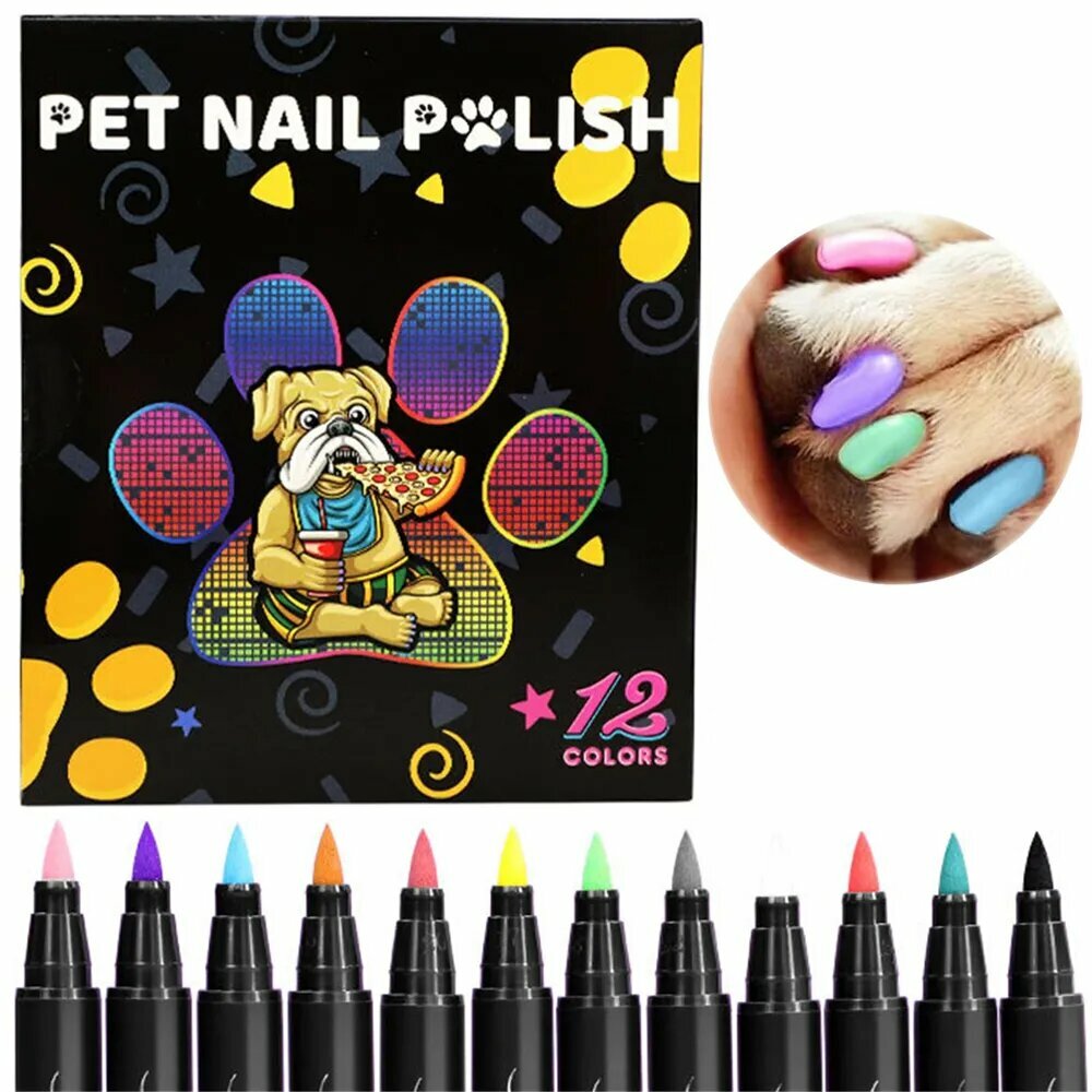 Набор маркеров для ногтей домашних животных, акриловые, мягкий наконечник, быстросохнущие, водостойкие, 12 цветов