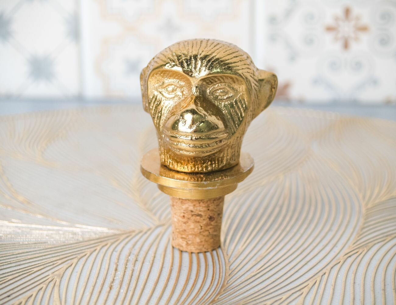 Декоративная пробка для бутылки GOLDEN ANIMAL- обезьяна, золотая, 5 см, Koopman International A98000760-1
