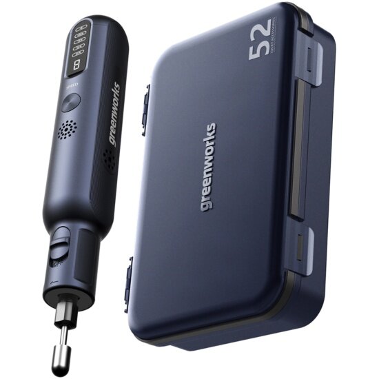 Greenworks Гравер акк. GPT-8VRT, 8V, USB-C, 5000–30000 об/мин, цанги 2,4 / 3,2 мм, LED, автоблокировка, оснастка 52 шт, кейс (3200707)