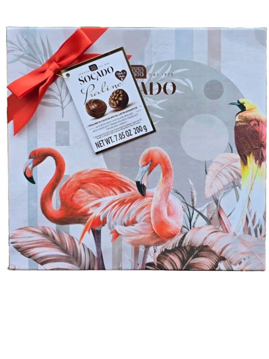 Socado Фламинго 200г ассорти шоколадных конфет подарочная упаковка