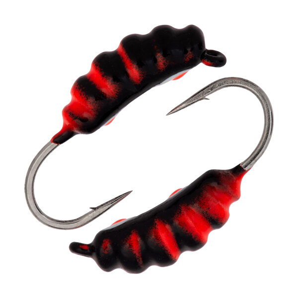 Мормышка вольфрамовая Condor "Опарыш" (Красный/Черный) с двумя точками, 1.1 г, d=4 мм