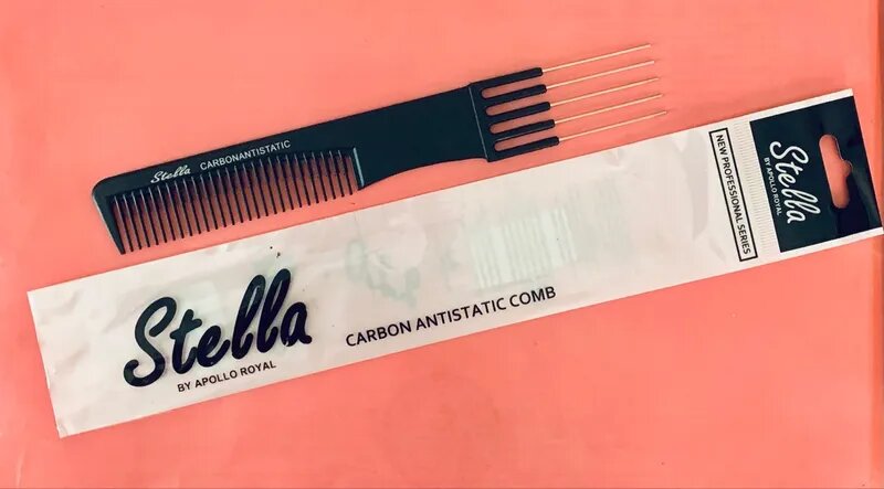 Stella Расческа с металлической вилкой 19.5 см, черная, пластиковая