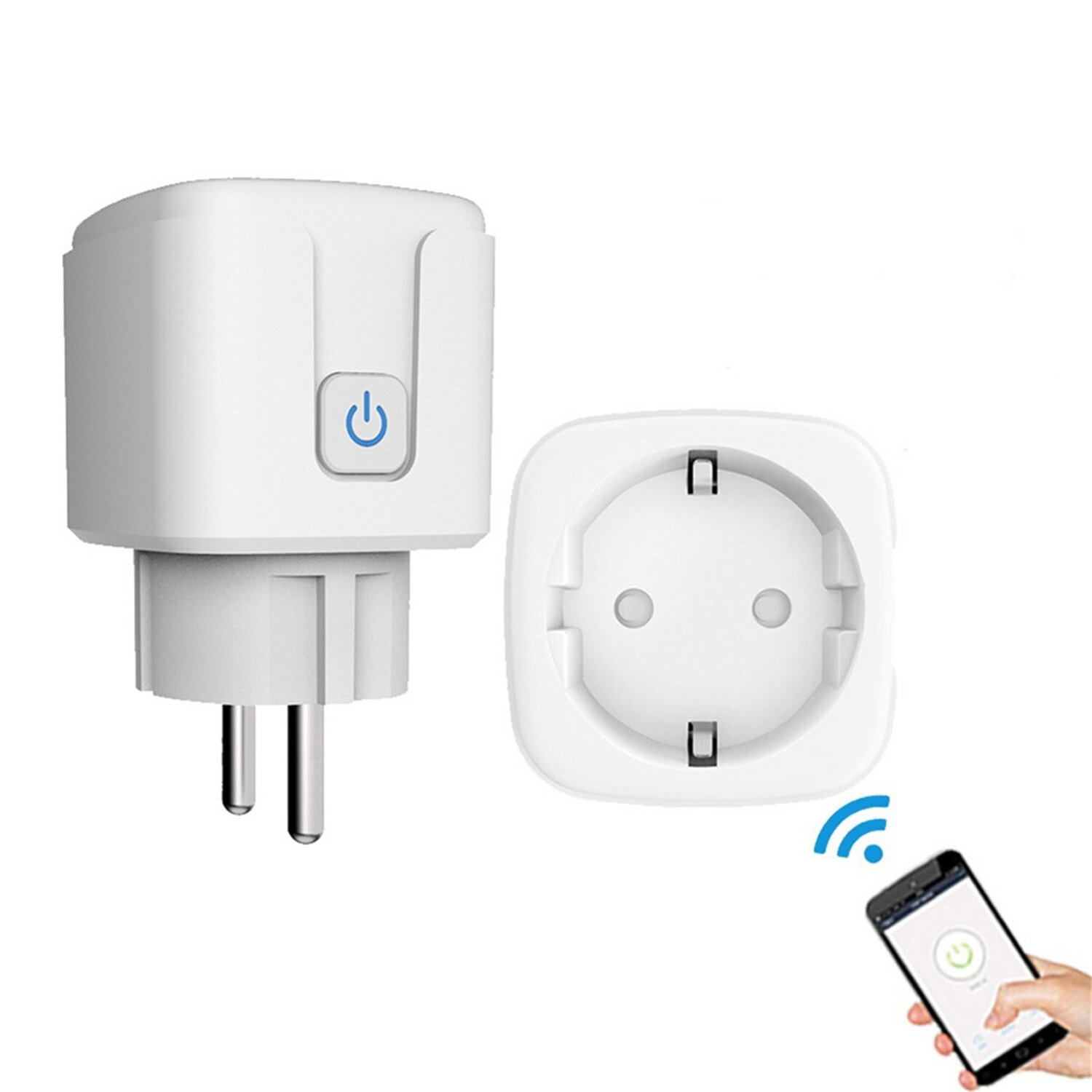 Wi Fi розетка умная 16A/20A EU вилка, розетка с мобильным таймером, беспроводная дистанционная розетка для умного дома, монитор энергопотребления, 2200W, 110V, 110-240V, 0℃-40℃, Android/iOS, Wi Fi 2.4GHz, ABS+PC, Tuya/Smart Life, 1 шт.