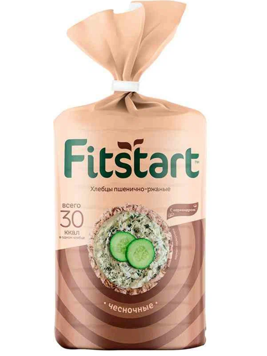 Хлебцы цельнозерновые пшенично-ржаные Чесночные 90г