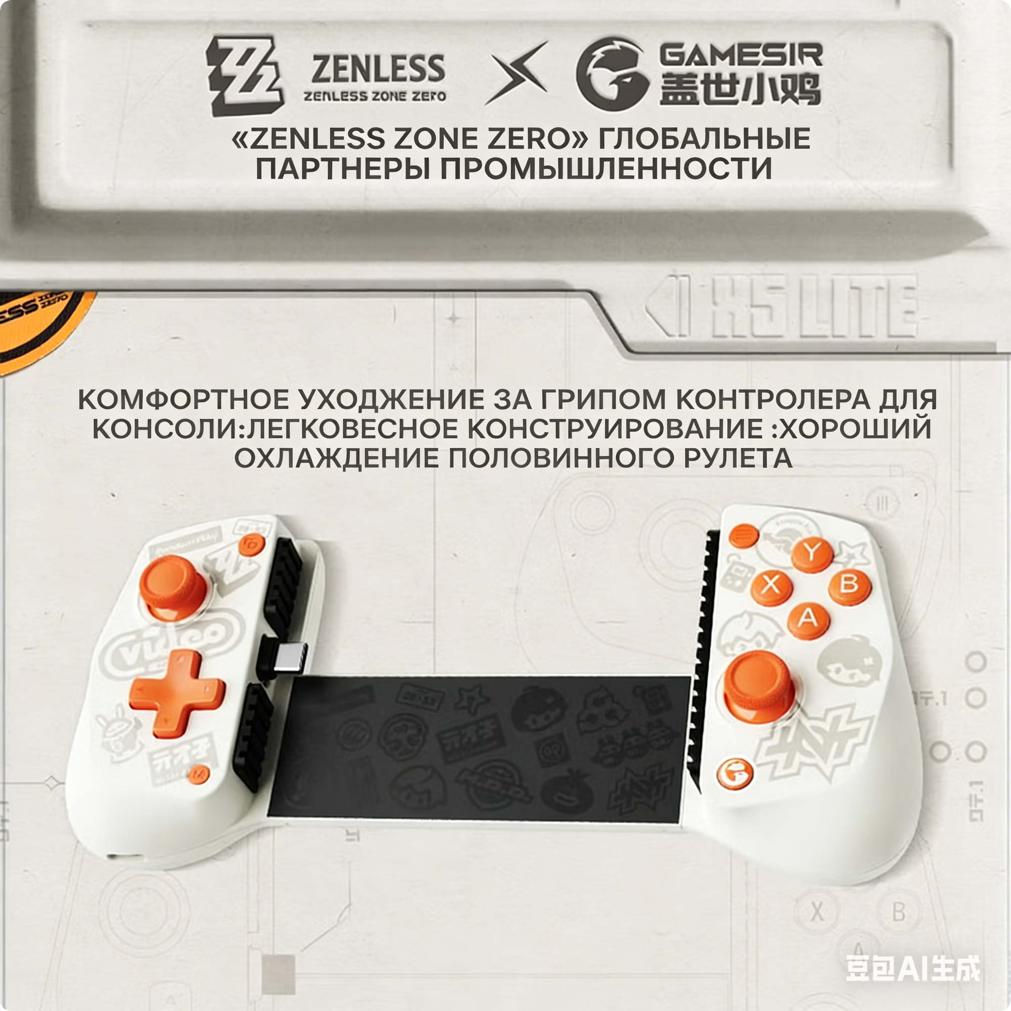 Коллаб ZZZ Zenless Zone Zero Игровой контроллер Удлиняемый геймпад GameSir X5 Lite, растягивающийся, для iPhone/Android