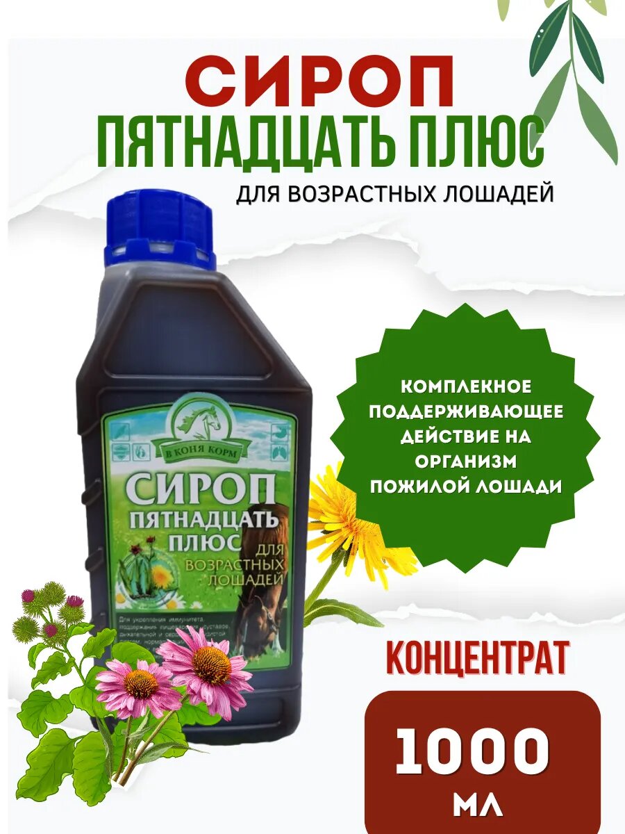 В Коня Корм / Сироп Пятнадцать плюс для лошади, концентрат 1000мл.