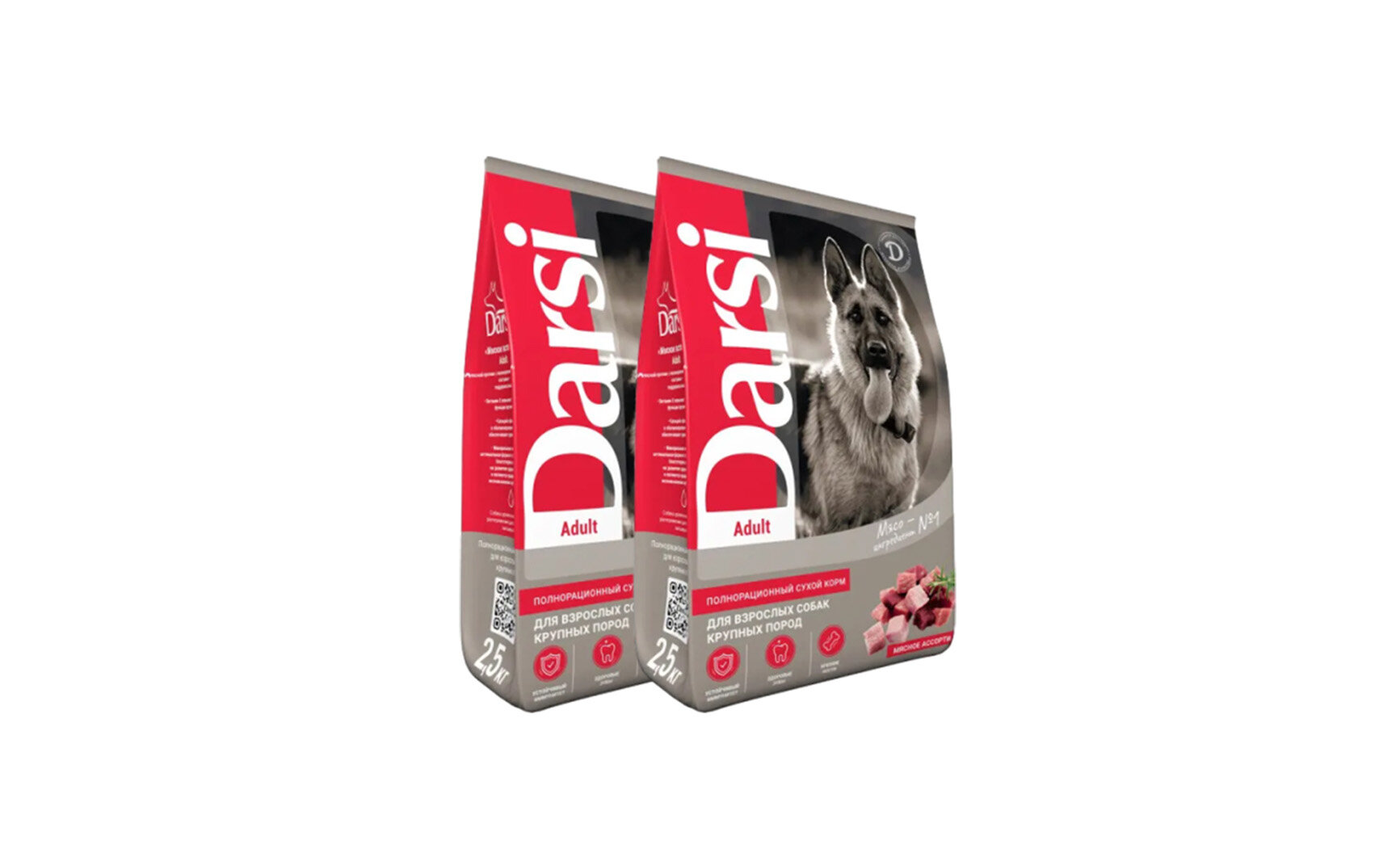 DARSI, Сухой корм для взрослых собак крупных пород, Adult, Мясное ассорти, 2.5 кг x 2 шт.