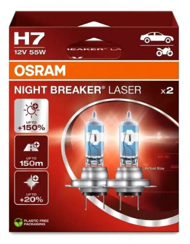 Лампа автомобильная Osram Night Breaker Laser H7 55W PX26d 3750K 12V, 2шт, 64210NL-2HB