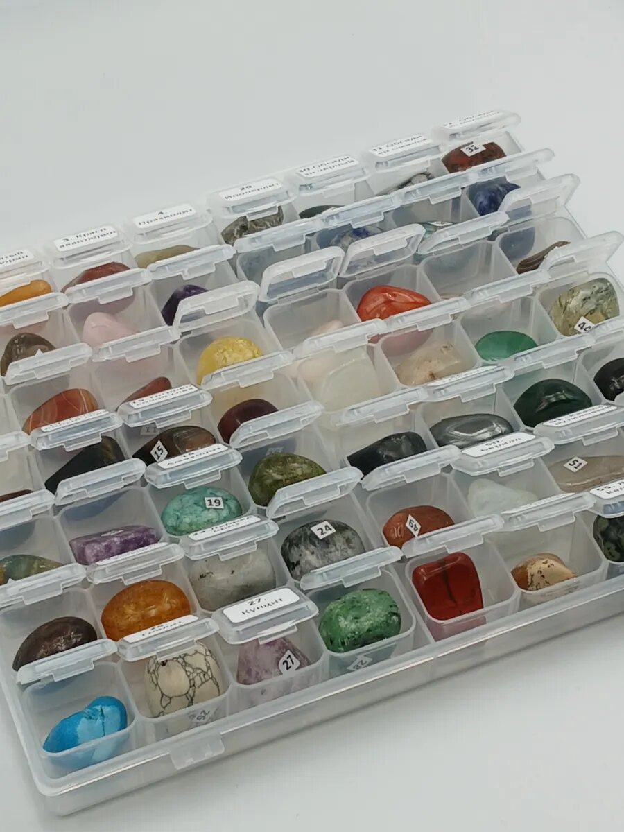 Минералы: набор натуральных камней, 56шт, 2-3 см, оберег, талисман