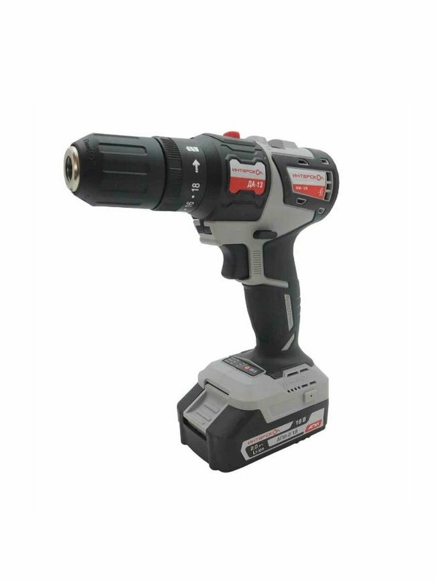 Дрель-шуруповерт аккумуляторная ИНТЕРСКОЛ ДА-13/18В 38 (бесщеточная, МБ100, 2 аккум, ЗУ) 755.2.1.44