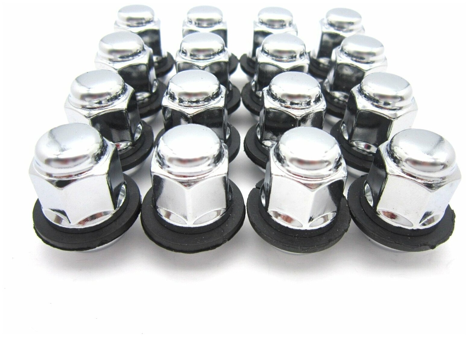 Гайки колесные М12Х1,5 Honda хром под ключ 19 мм высота 35 мм сфера с выступом, пластиковый поясок 16 шт.