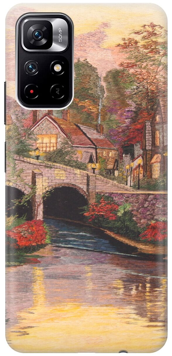 Силиконовый чехол Вид на живописный мост на Xiaomi Poco M4 Pro 5G / Сяоми Поко М4 Про