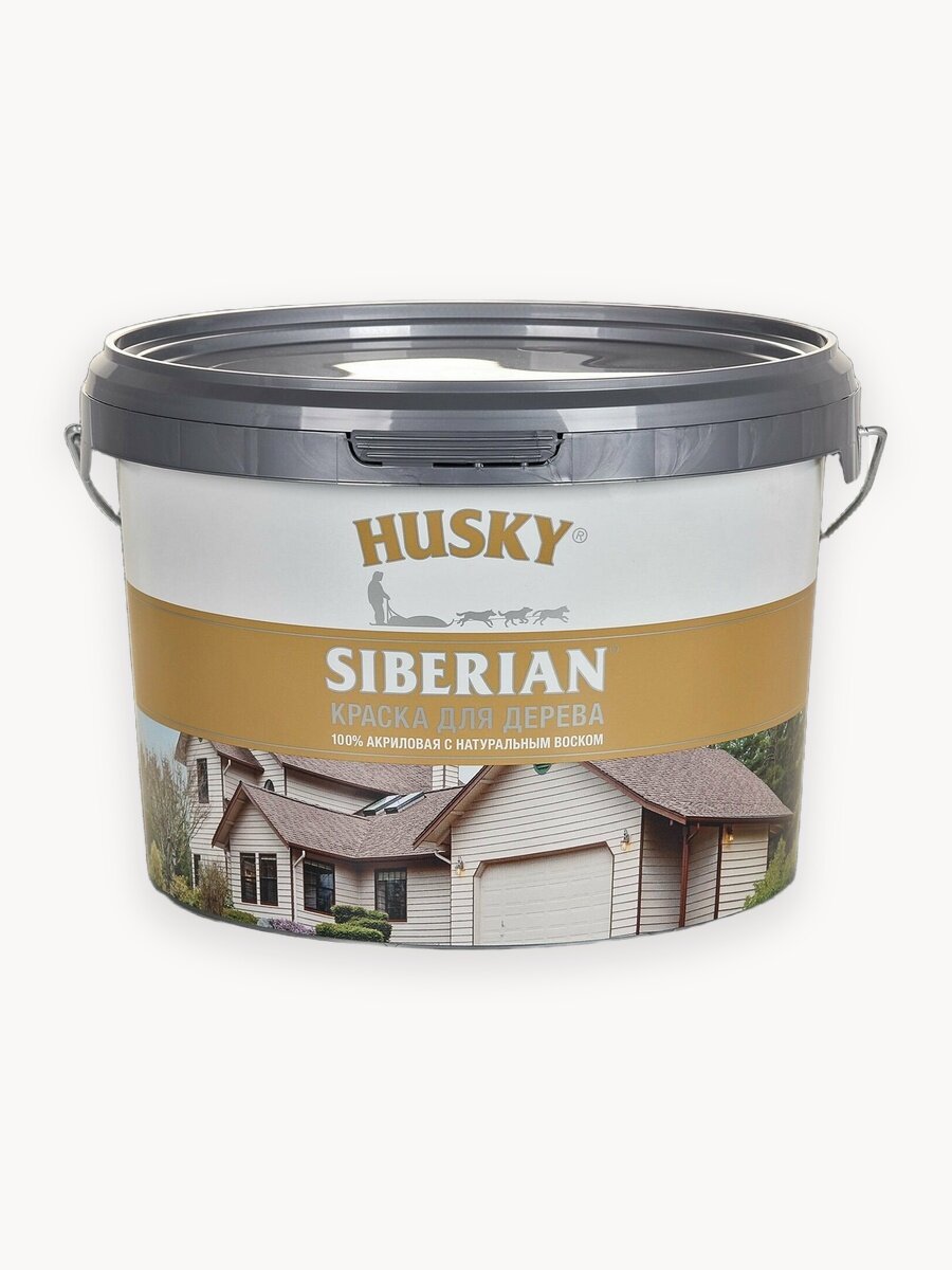 Краска по дереву HUSKY SIBERIAN Графитовый RAL 7024, акриловая полуматовая, 2,7л