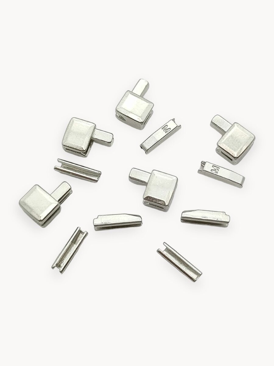 Комплект для ремонта молнии, нижний ограничитель, стоппер, размер 5, Серебро Черненое