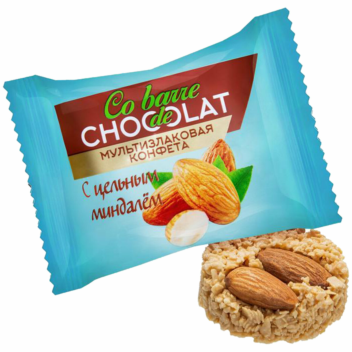 Конфеты мультизлаковые CO BARRE DE CHOCOLAT с цельным миндалем, 200 г, пакет, БП-00001137