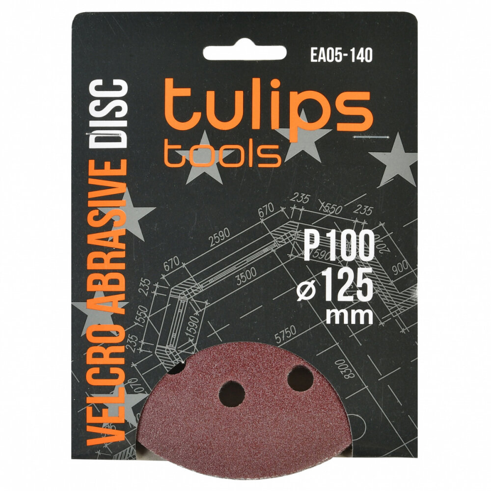 Диск шлифовальный с липучкой (5 шт; 125 мм; P100) Tulips tools EA05-140 — фото 1