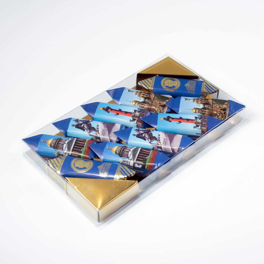 Конфеты Пралине, Вафли, Шоколад (Кофе) Виды Санкт-Петербурга 110 гр - Петербургская Коллекция