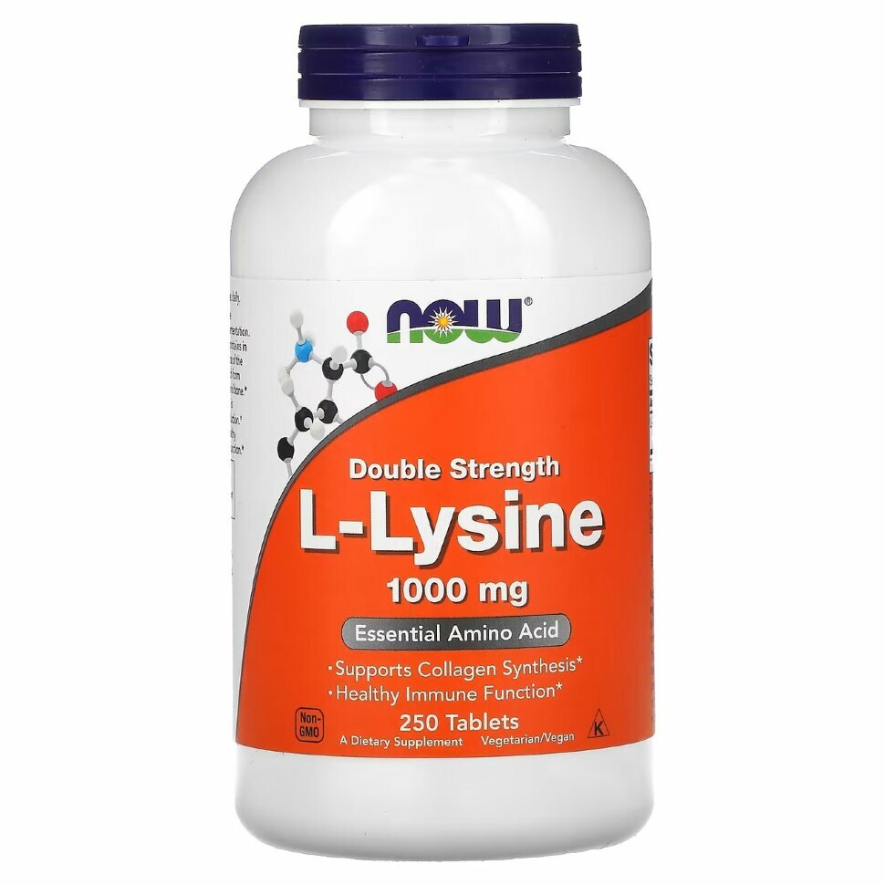 NOW L-Lysine 1000 mg, 250 таб.