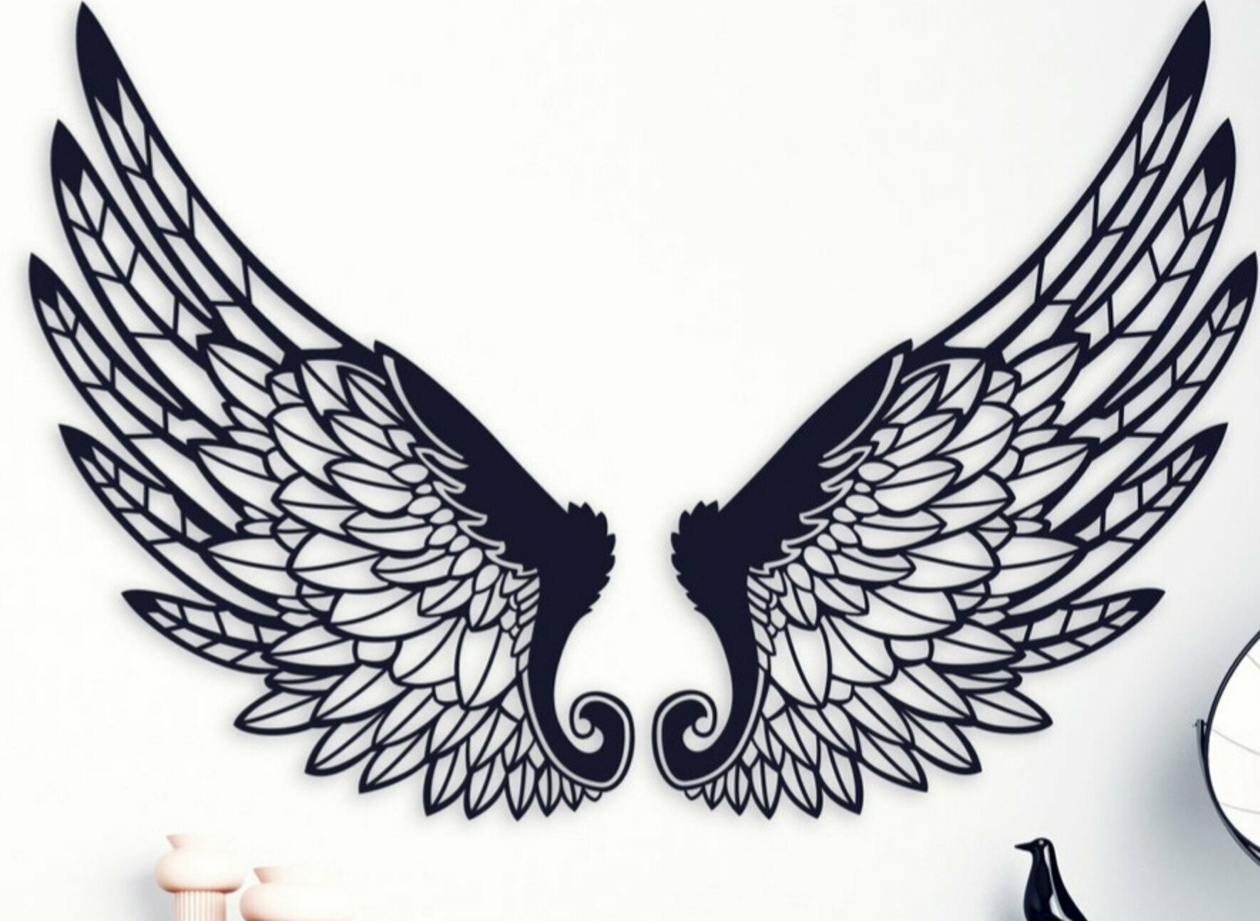 Панно 60х45 см "Крылья" декоративное настенное чёрное, декор на стену, картина