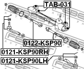 Тяга рулевая TOYOTA YARIS (JPP) KSP90 05-, 0122KSP90 FEBEST 0122-KSP90