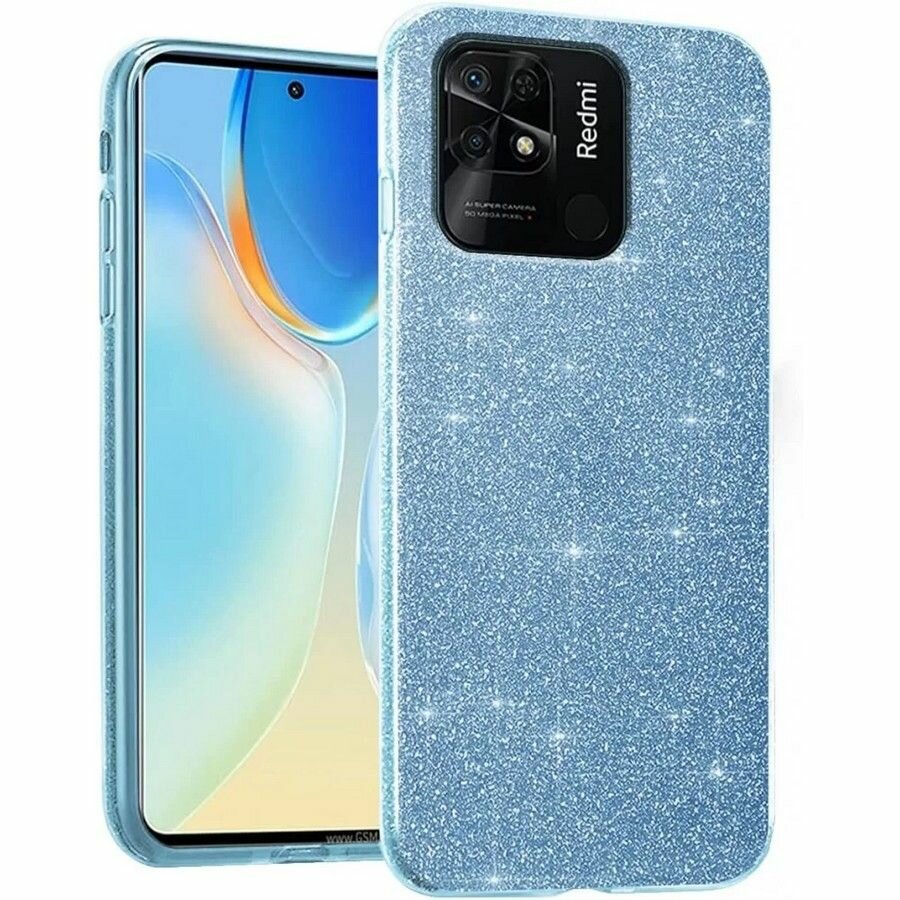Силиконовая противоударная накладка Diamond для Xiaomi Redmi 12C голубой