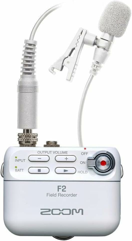 Портативный рекордер ZOOM F2 белый, с микрофоном LMF-2