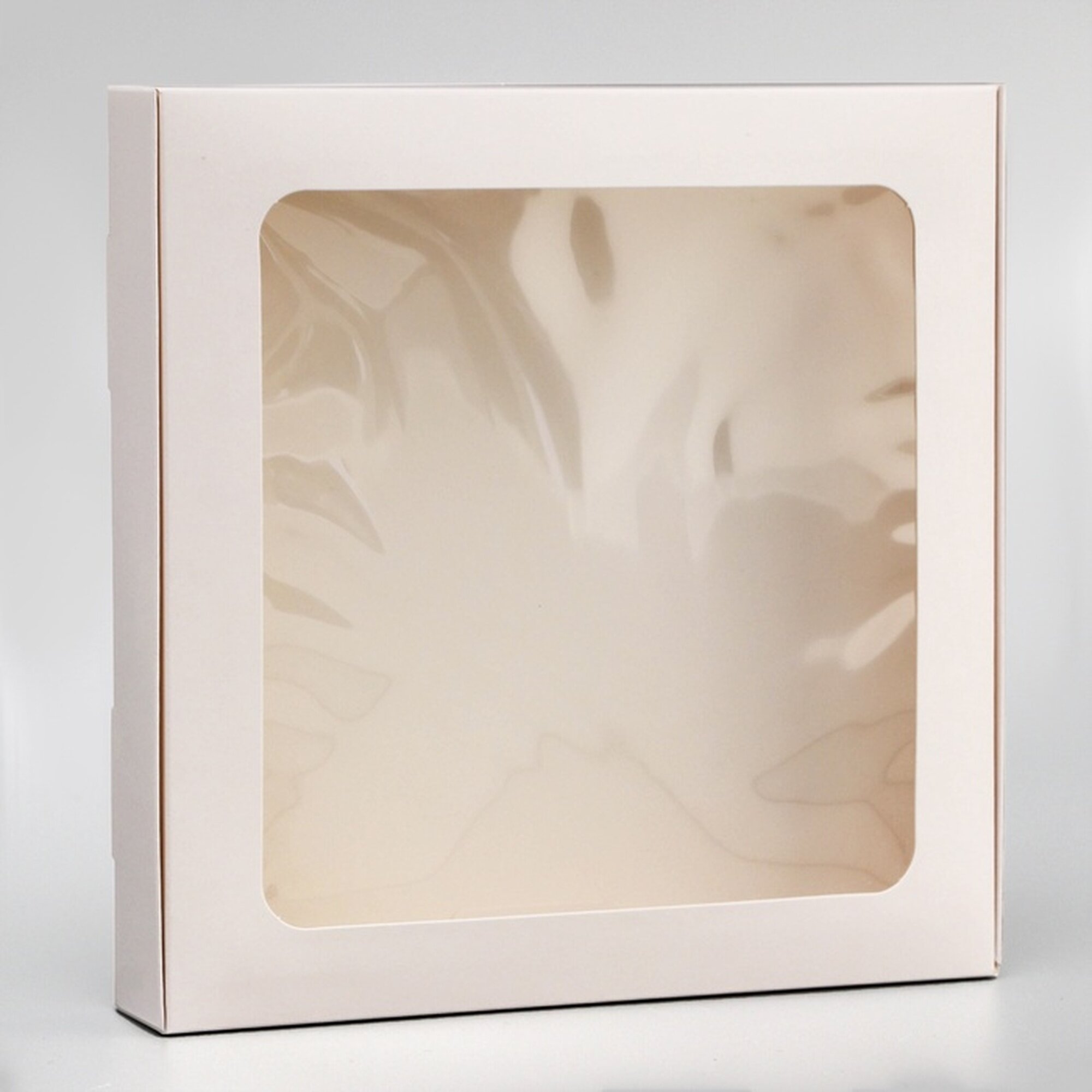 Подарочная коробка Upak Land, для кондитерских изделий, картон, пластик, 19x19x3 см