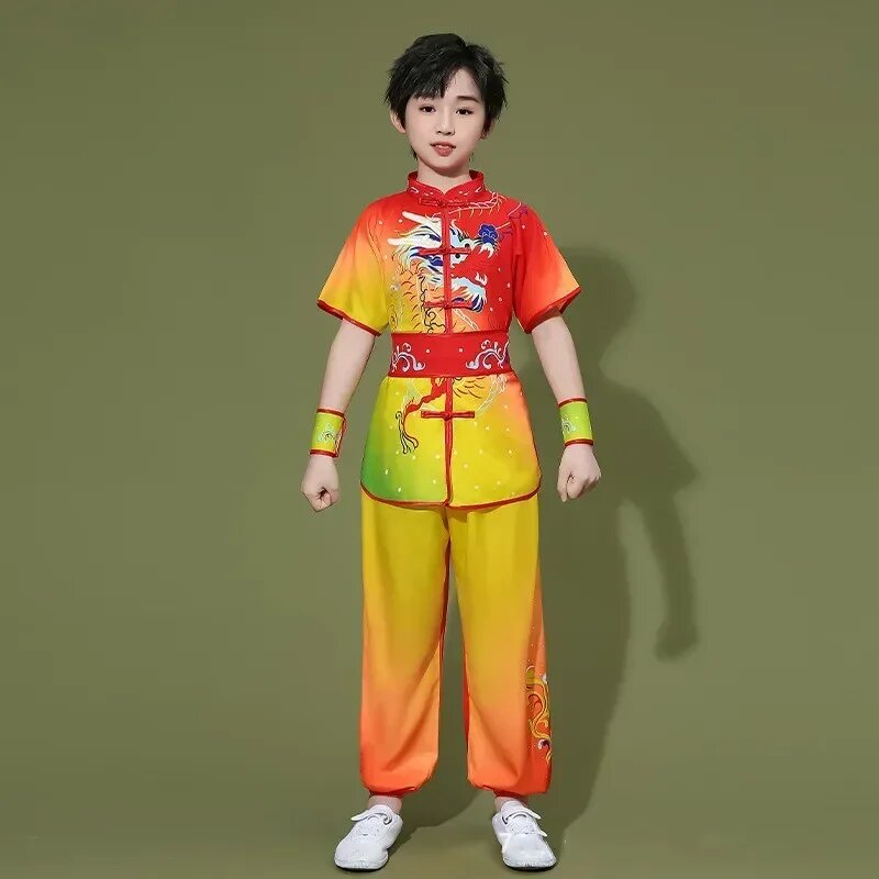 Детский костюм Ушу из полиэстера 130, B-short-yellow