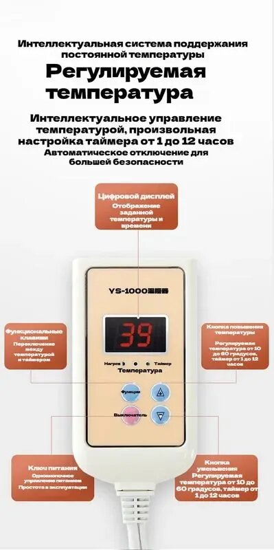 Коврик с подогревом 100*200cm Мраморный узор для дома — фото 1