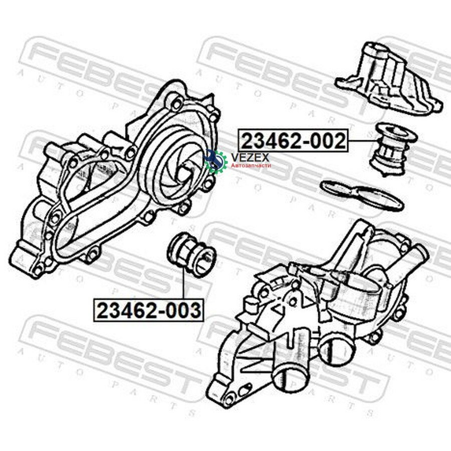 FEBEST 23462003 термостат!\ Audi A1-A5, Skoda Fabia/Octavia/Superb, VW Golf/Jetta/Passat 11>