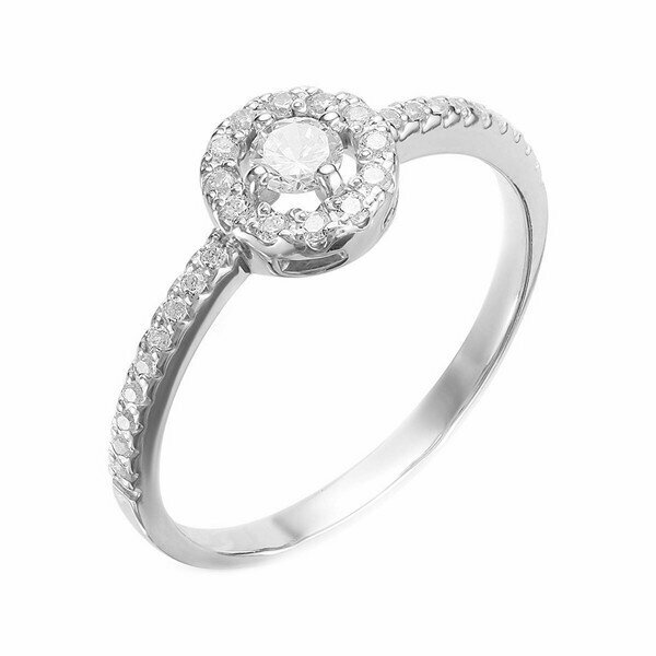Кольцо тонкое, широкое JEWELIN, серебро, 925 проба, родирование, фианит