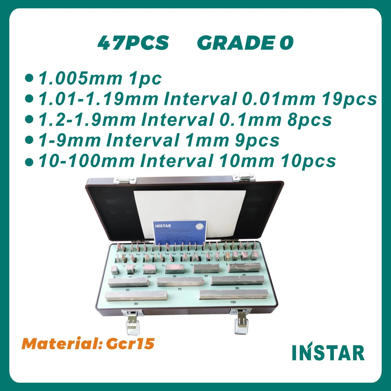 Набор калибровочных блоков INSTAR Gcr15 Set 47PCS Grade 0