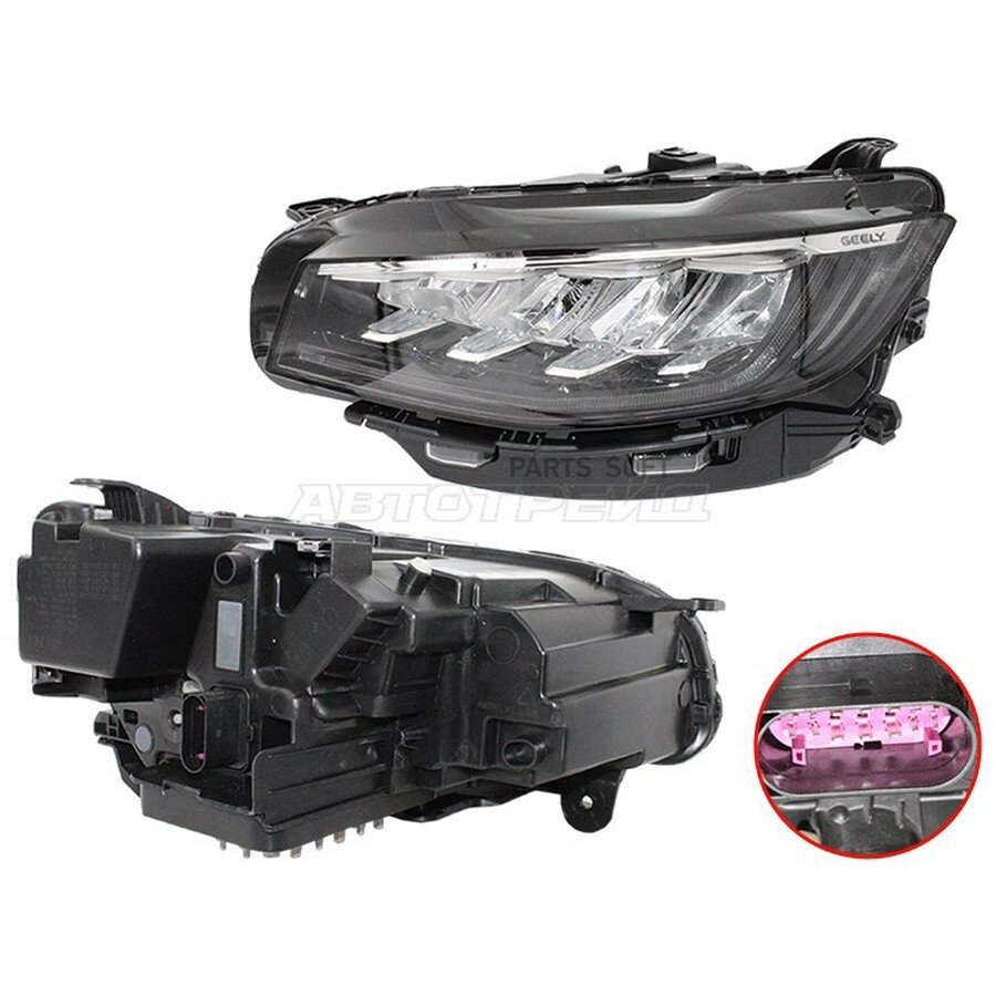 Фара Geely Atlas Pro 21- / Azkarra 20- (Слева/ LED/ С электрокорректором) от официального дистрибьютора, SAT, артикул ST13GLATSPRL