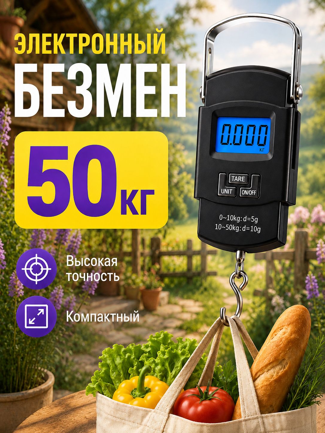 Электронные весы безмен, ручные карманные весы, портативные подвесные с крючком, для кухни, рыболовные, дорожные для багажа дорожные, цифровые, до 50 кг, черное