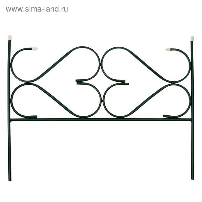 Ограждение декоративное, 51×320 см, 5 секций, с заглушками, металл, зелёное, Дачный