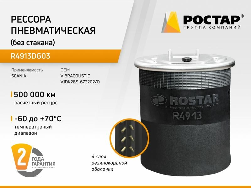Рессора пневматическая (без стакана) R4913DG03 (V1DK28S-672202/O)